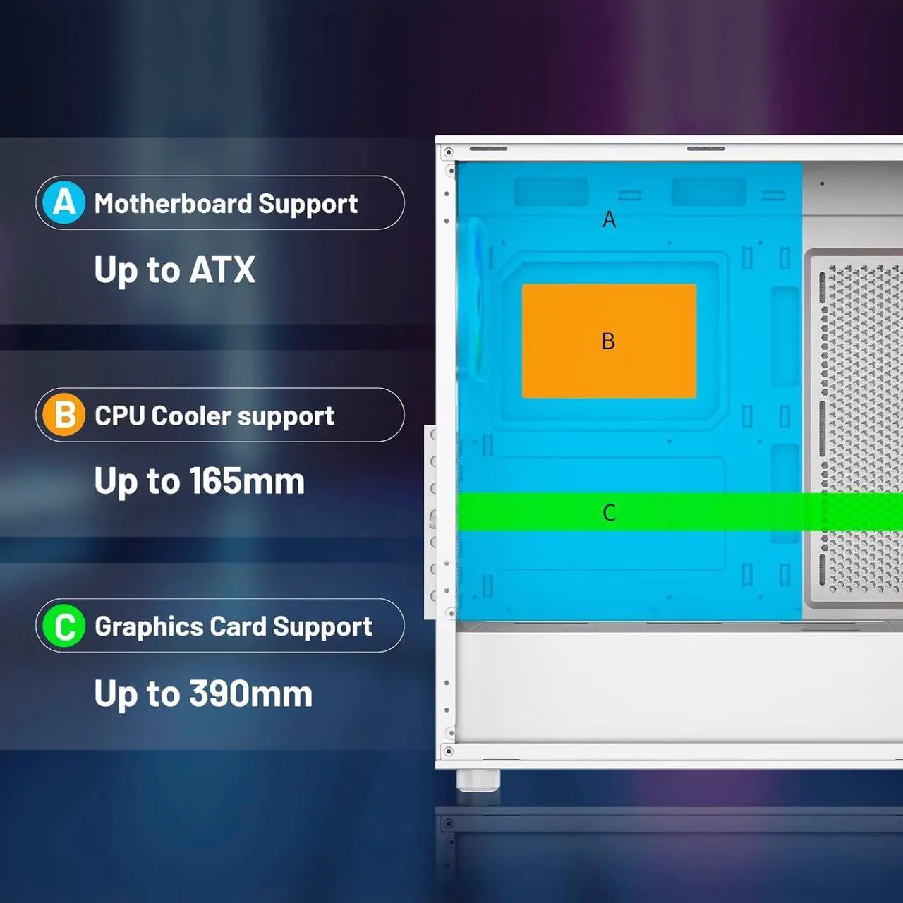 Raidmax Meshian X Seies Mesh Front Intake High Airflow Design, Pre-Installed 4X 140mm ARGB and ...