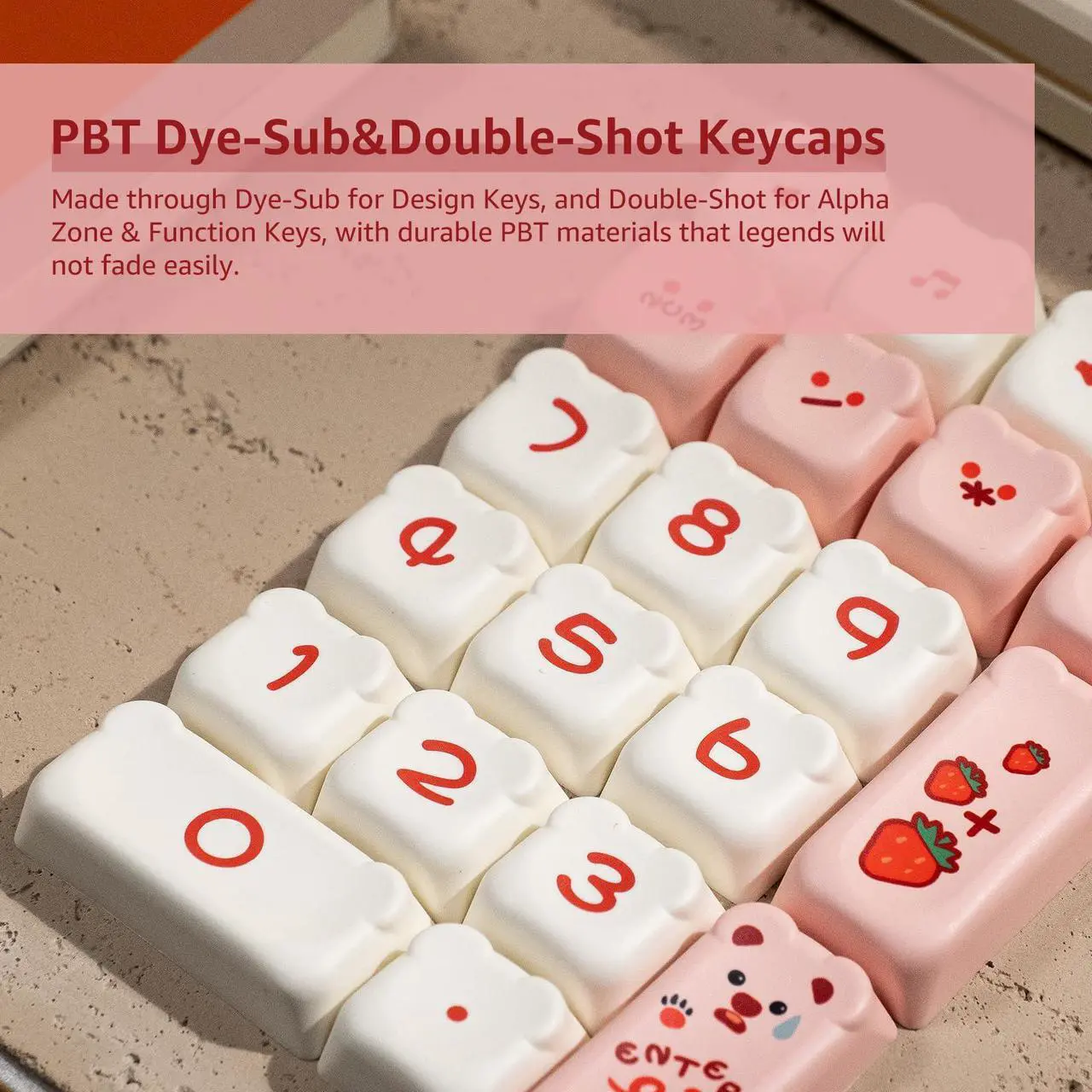 Akko PBT Keycaps Set, Dim Sum Bear OEM Profile 122-Key PBT Keycaps for ...