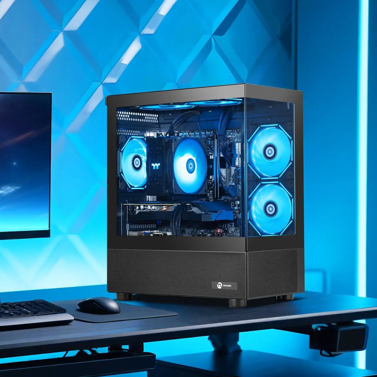 NINGMEI Gaming PC Desktop Computer, AMD Ryzen 5 5500 4.2 GHz,GeForce ...