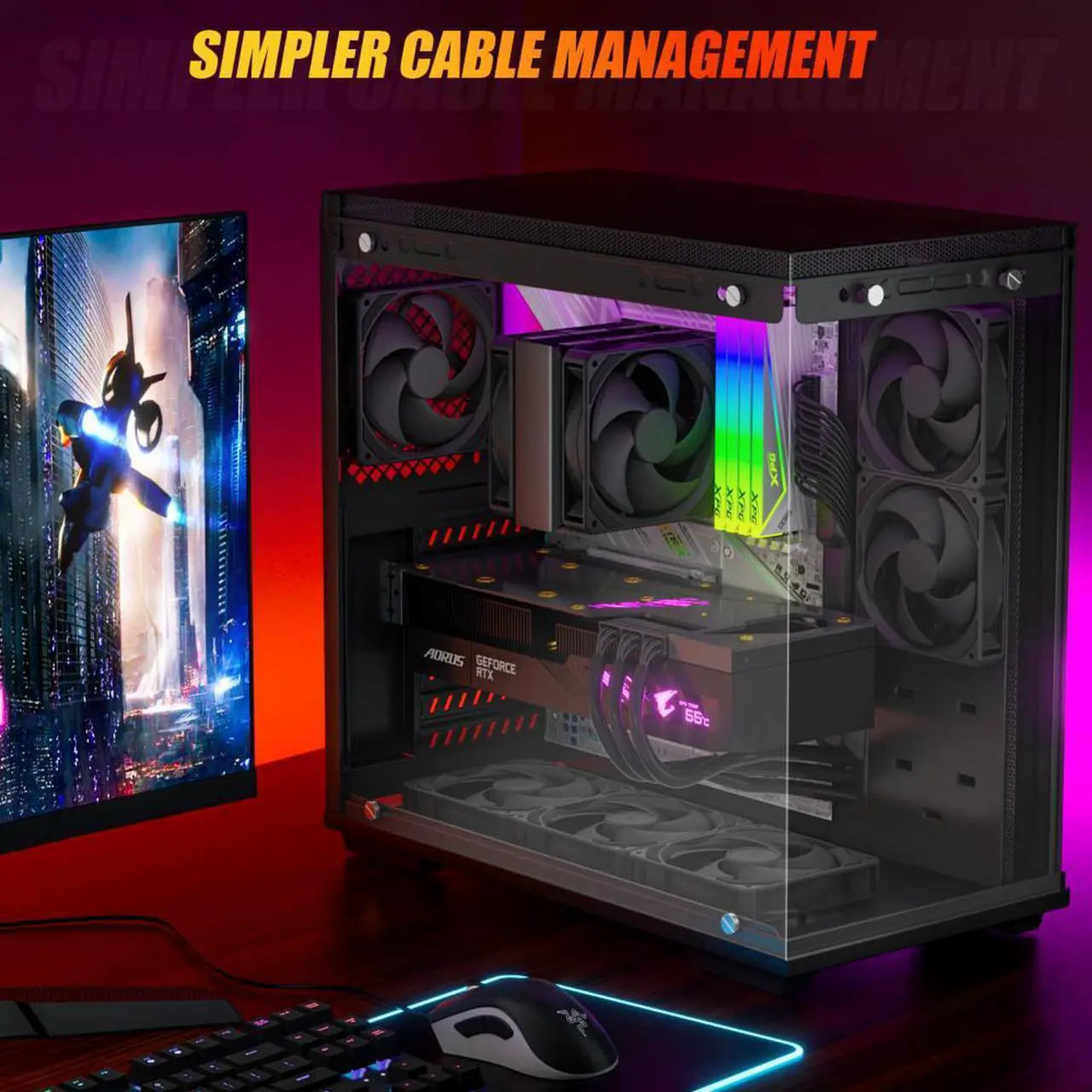 upHere U2K Case Fan 120mm Black PWM Silent Computer Cooling Fans All-in-One Daisy Chain 1800RPM ...