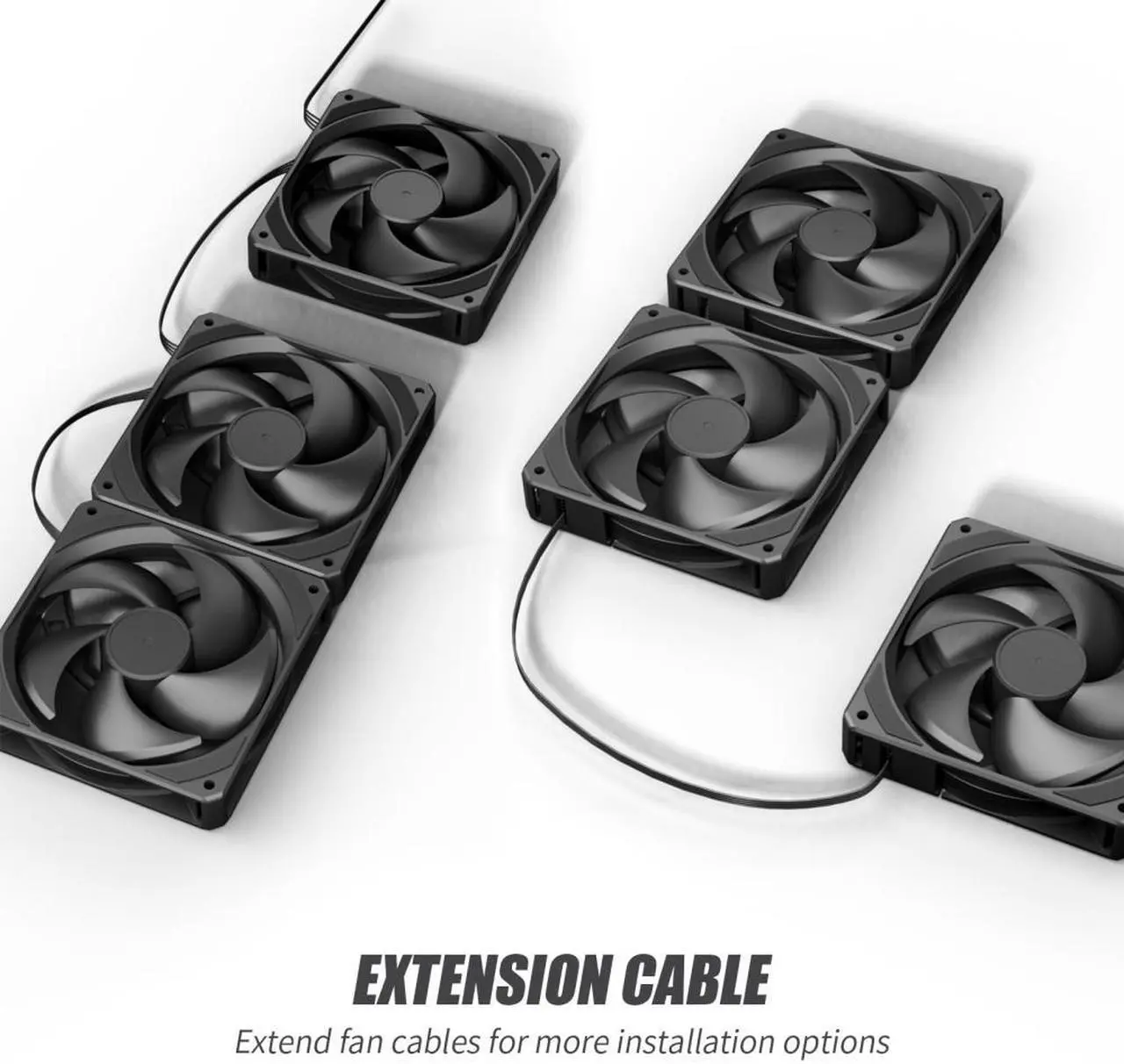 upHere U2K Case Fan 120mm Black PWM Silent Computer Cooling Fans All-in ...