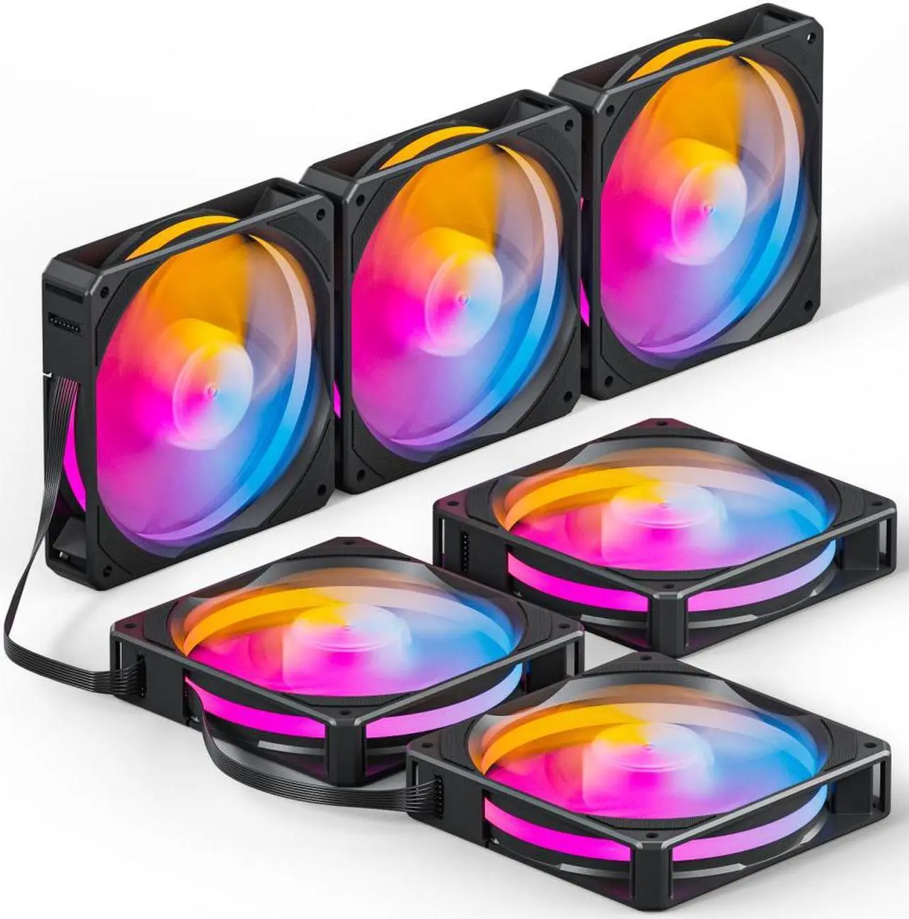 upHere U2C Case Fan 120mm Black 5V ARGB SYNC PWM Silent Computer ...