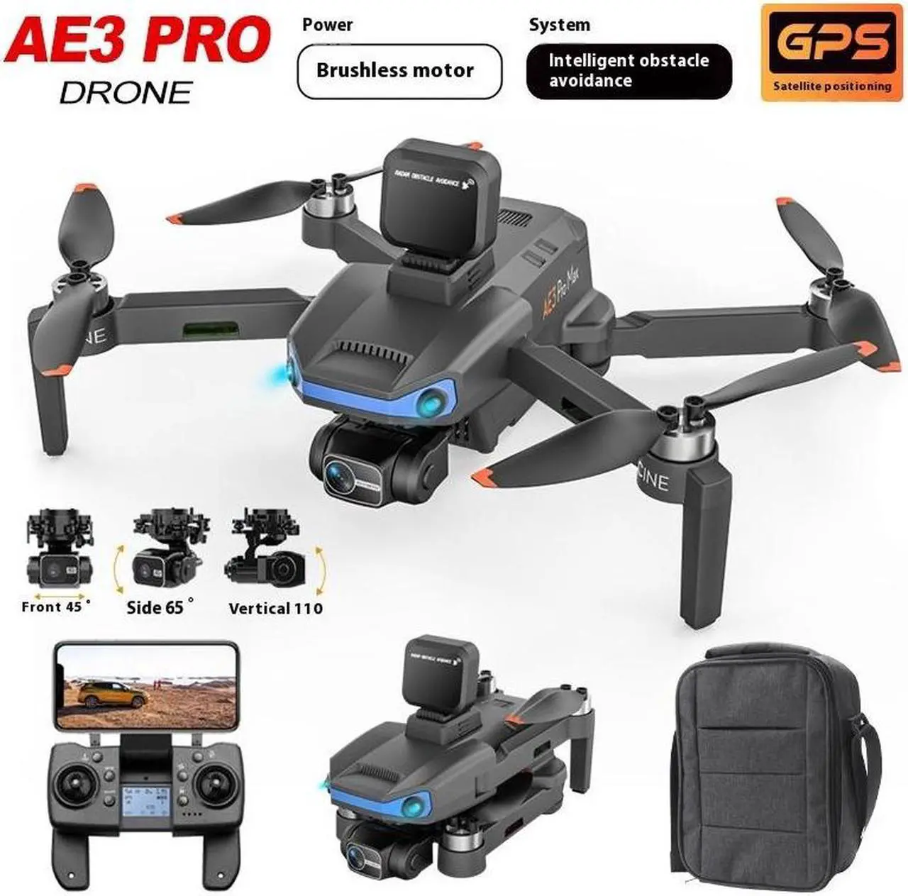 FANTECH AE3 Drone , Obstacle avoidance UAV, 30 minutes range, 7 levels ...