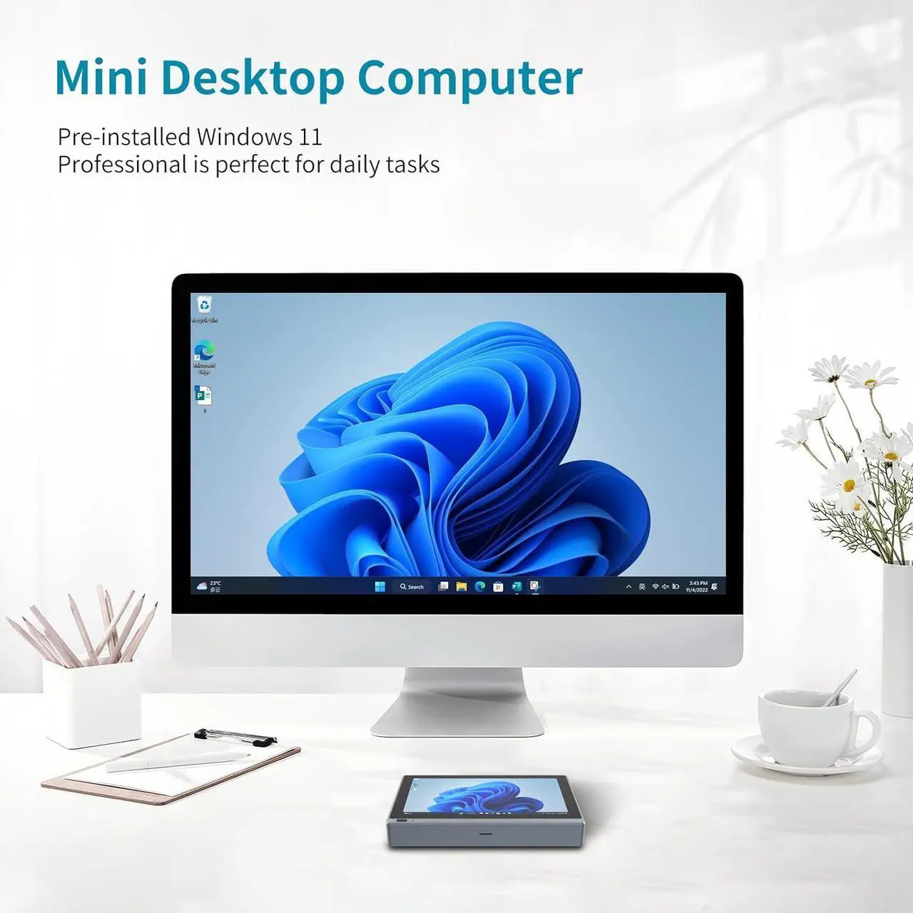 HIGOLEPC Mini PC Windows 11 Pro, 8GB RAM 128GB EMMC Intel Celeron J4125 ...