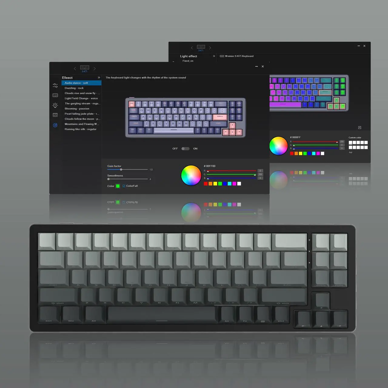 Womier S-K71 68% aluminum three-mode washer blue mechanical keyboard ...