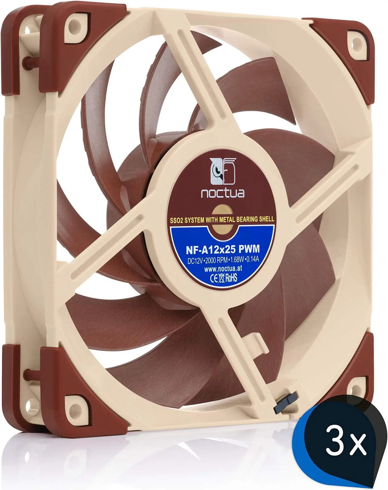 Noctua Bundle: 3X NF-A12x25 PWM + 2X NA-SFMA1, Set for 420mm Water ...