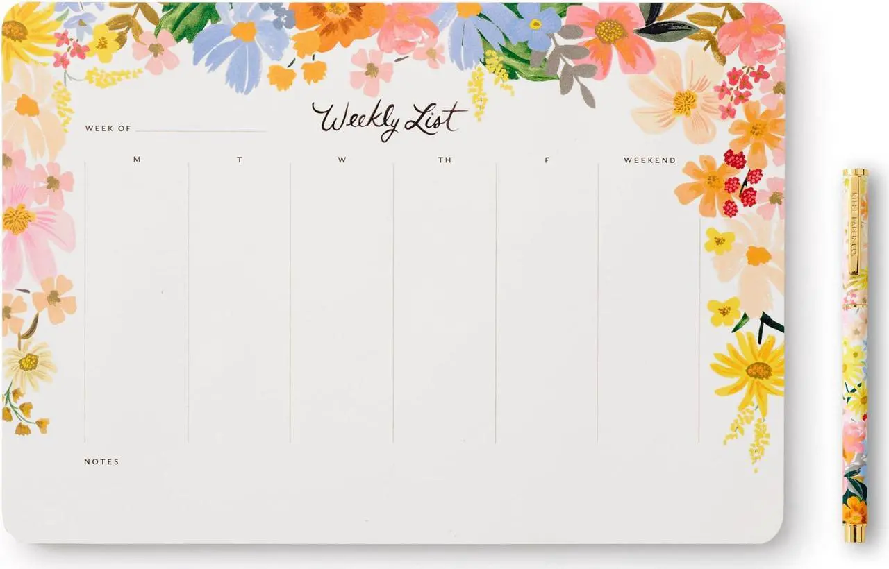 RIFLE PAPER CO. Weekly Desk Pad & Pen Set | 52 Tear-Off Pages, Doubles ...
