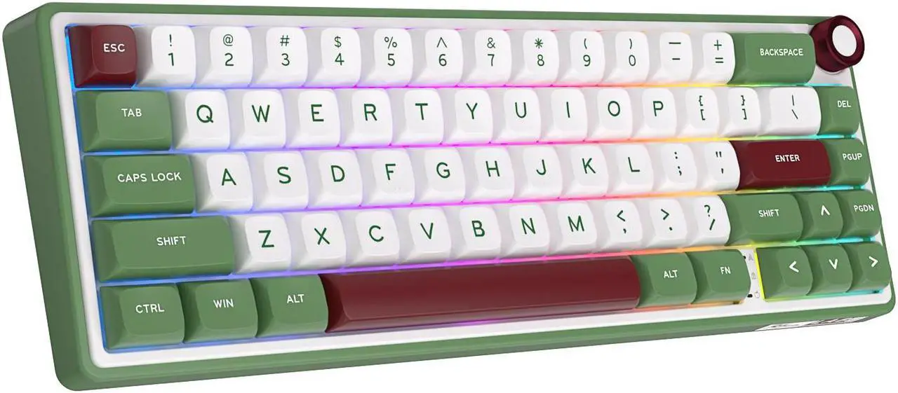 RK ROYAL KLUDGE Gaming Keyboard 5Q RGB 60% White/Green RK Snow Switches ...