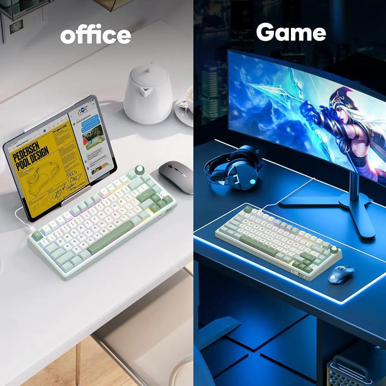 RK ROYAL KLUDGE R75 Mechanical Keyboard Wired with Volumn Knob 75% TKL ...