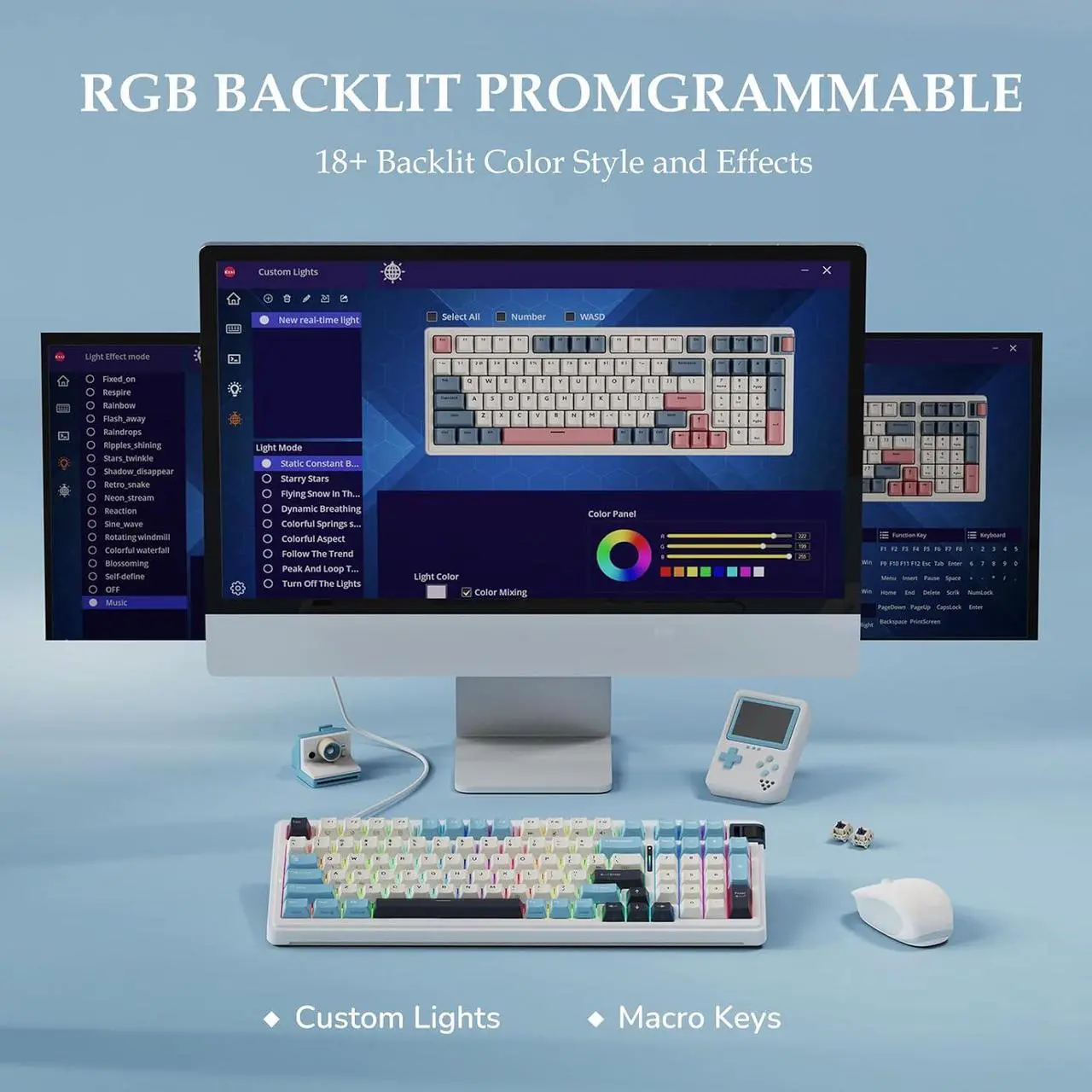 RK ROYAL KLUDGE K98 Wireless Mechanical Keyboard, Triple Mode BT/2.4G/USB-C Custom Keyboard, RGB ...