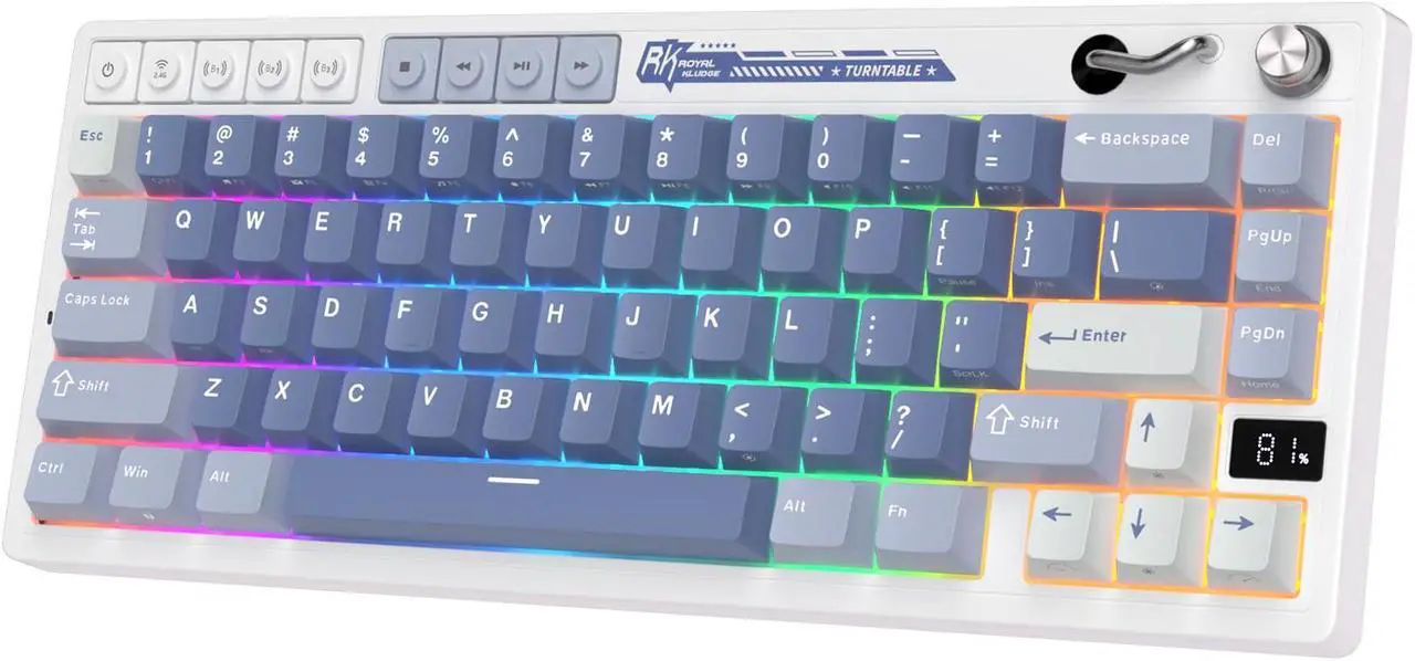 RK ROYAL KLUDGE M65 Wireless RGB Mechanical Keyboard with Volume Knob ...
