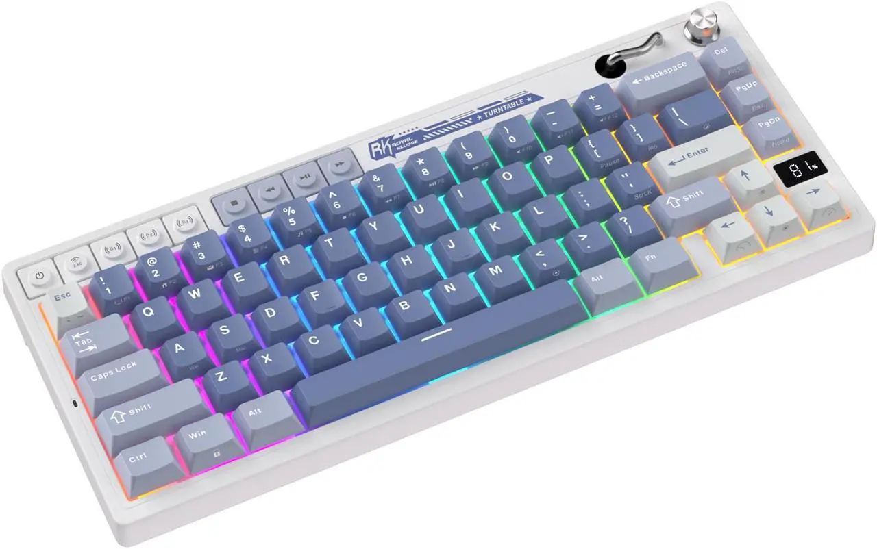 RK ROYAL KLUDGE M65 Wireless RGB Mechanical Keyboard with Volume Knob ...