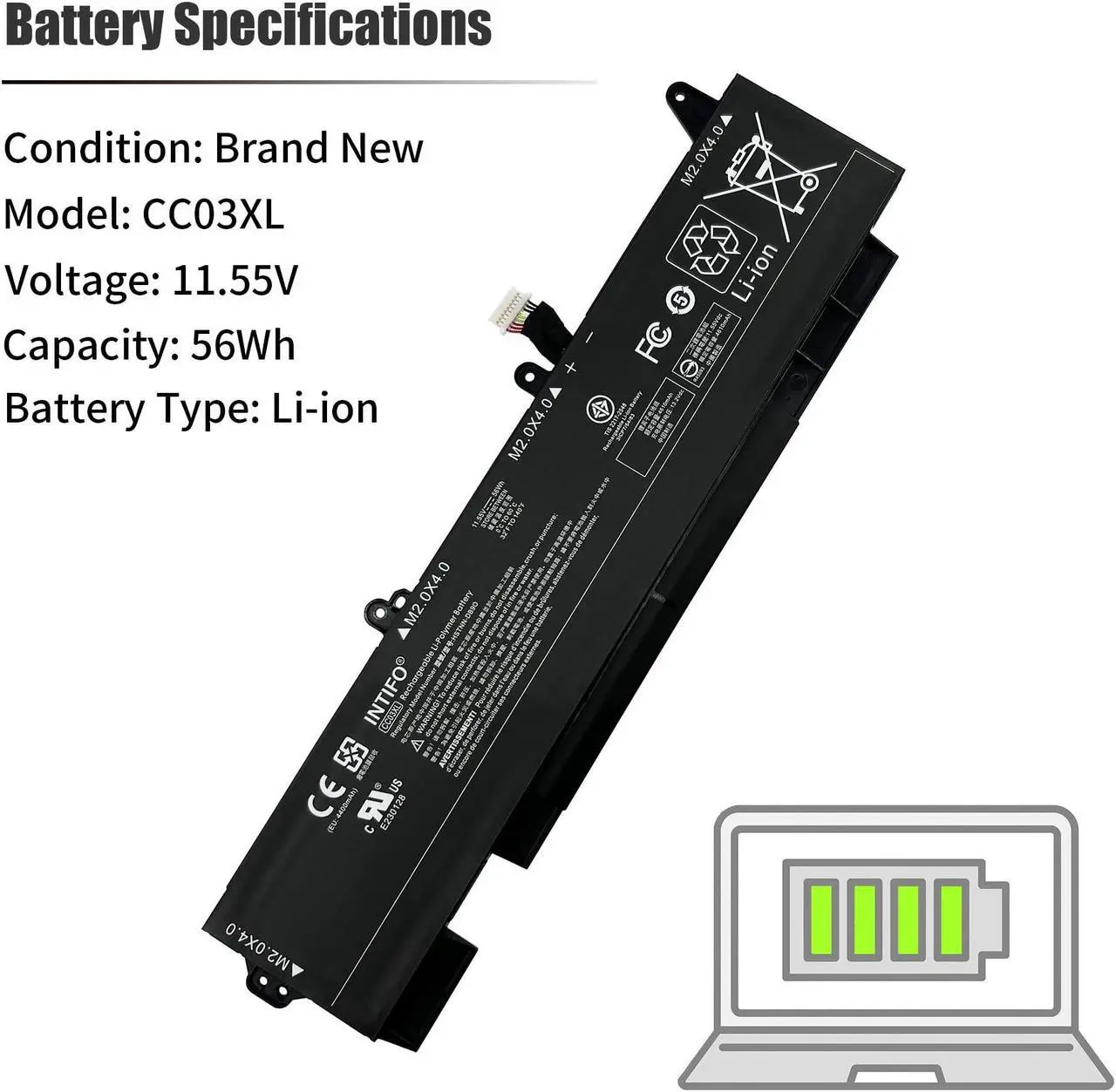 INTIFO 56Wh CC03XL Laptop Battery Compatible with HP ZBook Firefly 15 ...