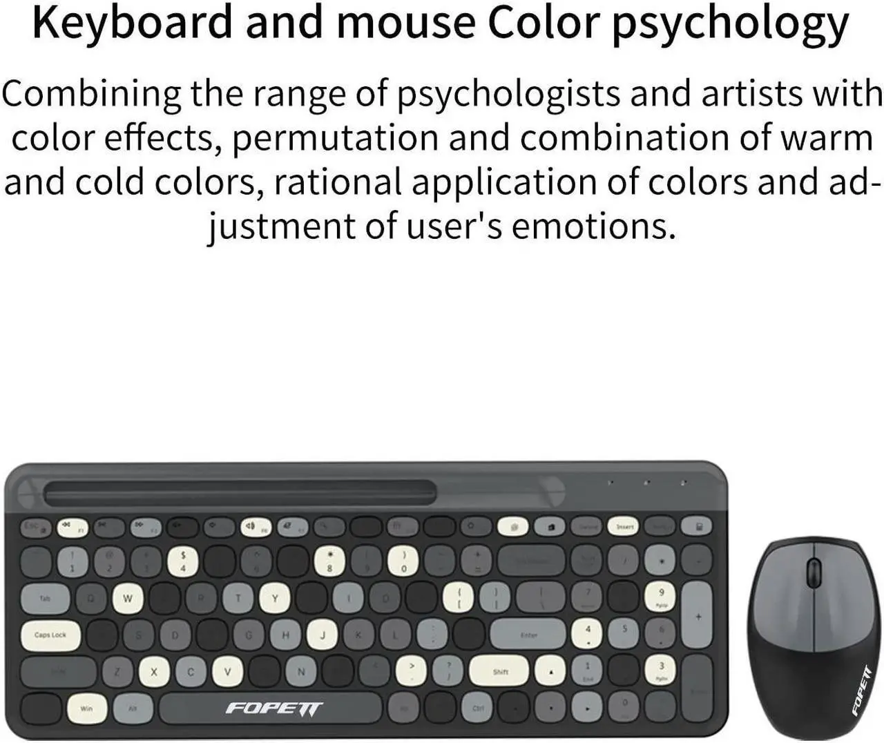 FOPETT 2.4GHz Wireless Keyboard and Mouse Set with Phone Holder ...