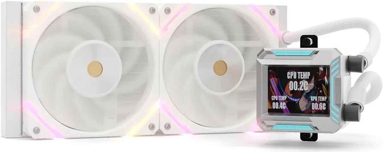 Valkyrie Syn 240 White - AIO CPU Liquid Cooler - LCD Screen Inside PC ...