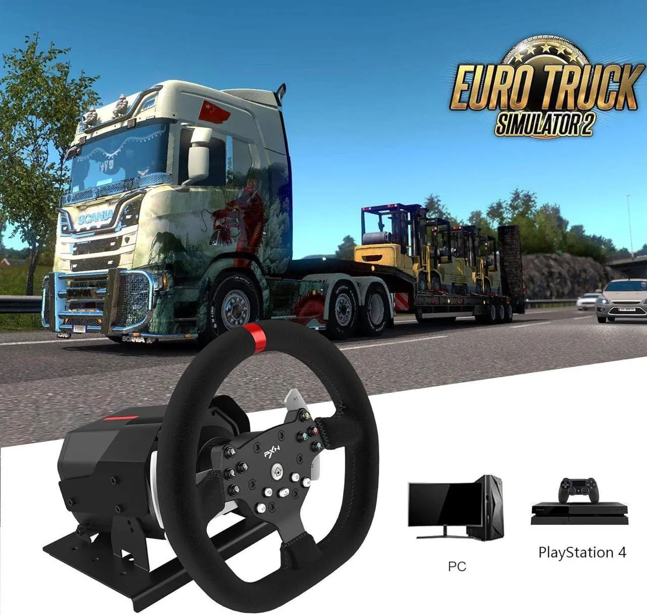 Force Feedback Steering Wheel,PXN V10 Racing Wheel 270°/900° Rotation ...