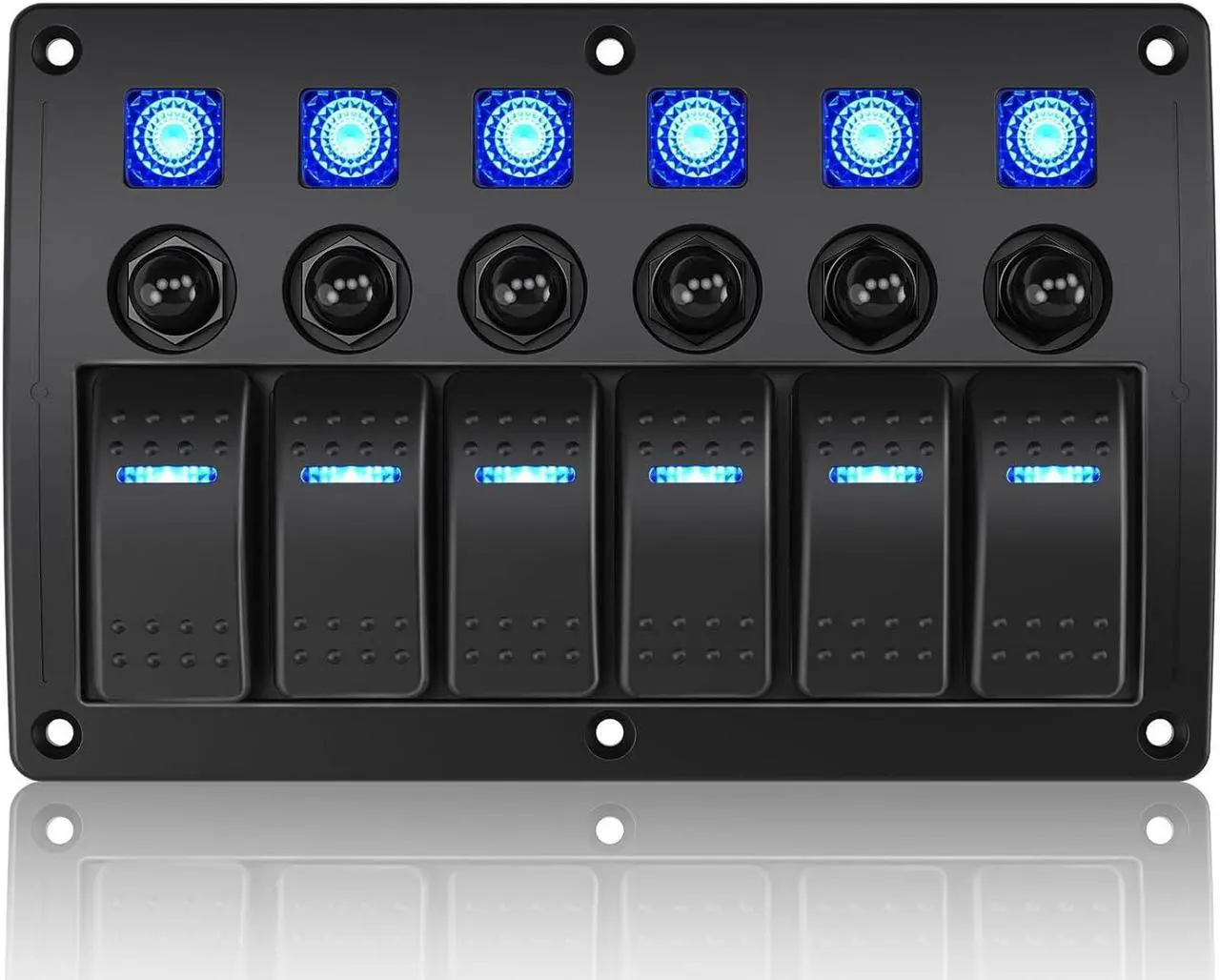 6 Gang Marine Boat Rocker Switch Panel Waterproof Overload Protector,12 ...