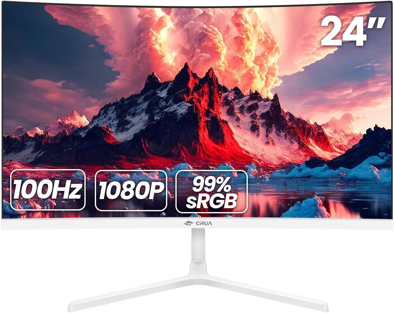 CRUA 24 Inch Curved Monitor, FHD(1920×1080p) 100HZ 99% sRGB Computer ...