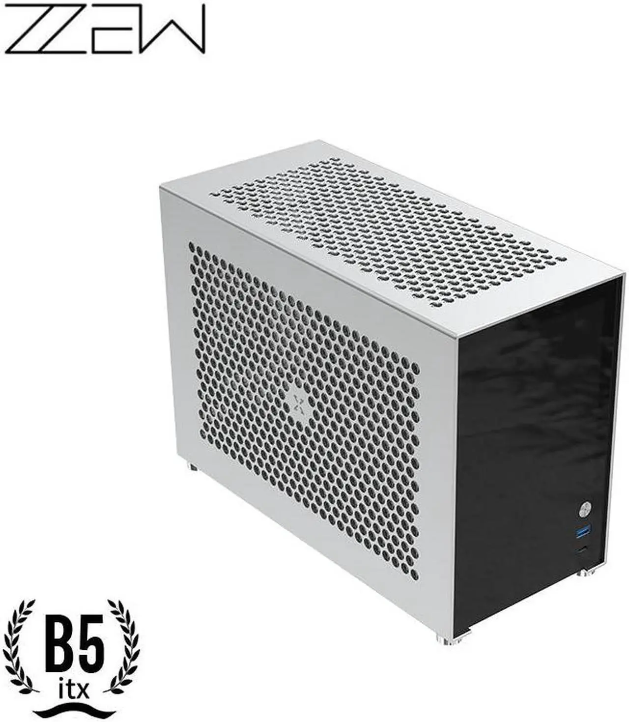 ZZEW B5 Full Aluminum Mini-ITX Computer Case Aluminum Frame, Compact Size Dual-Chamber Layout ...