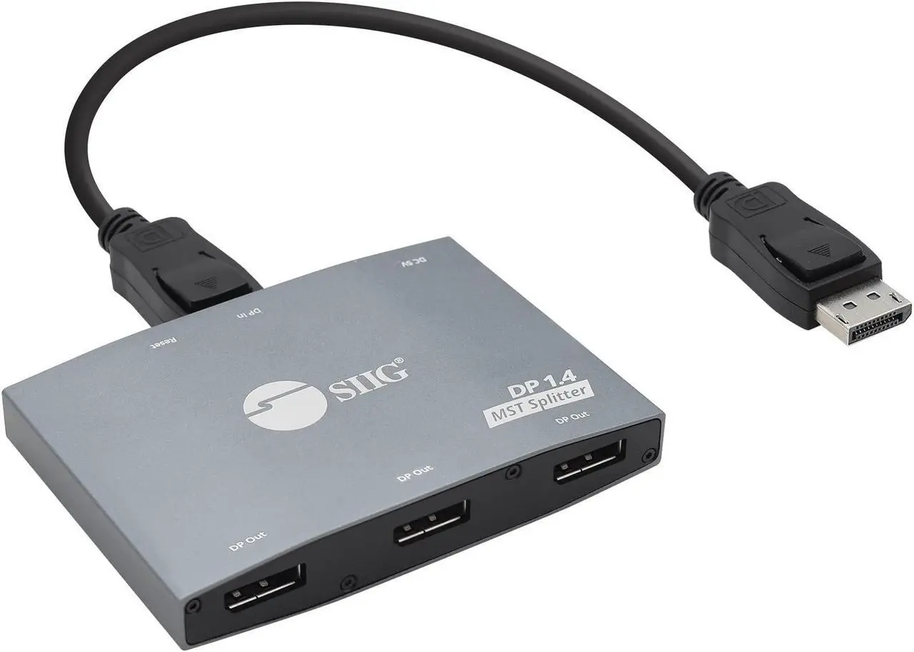 SIIG 3-Port DisplayPort 1.4 Splitter 4K @30Hz - DP 1.4 to 3X DP Multi ...