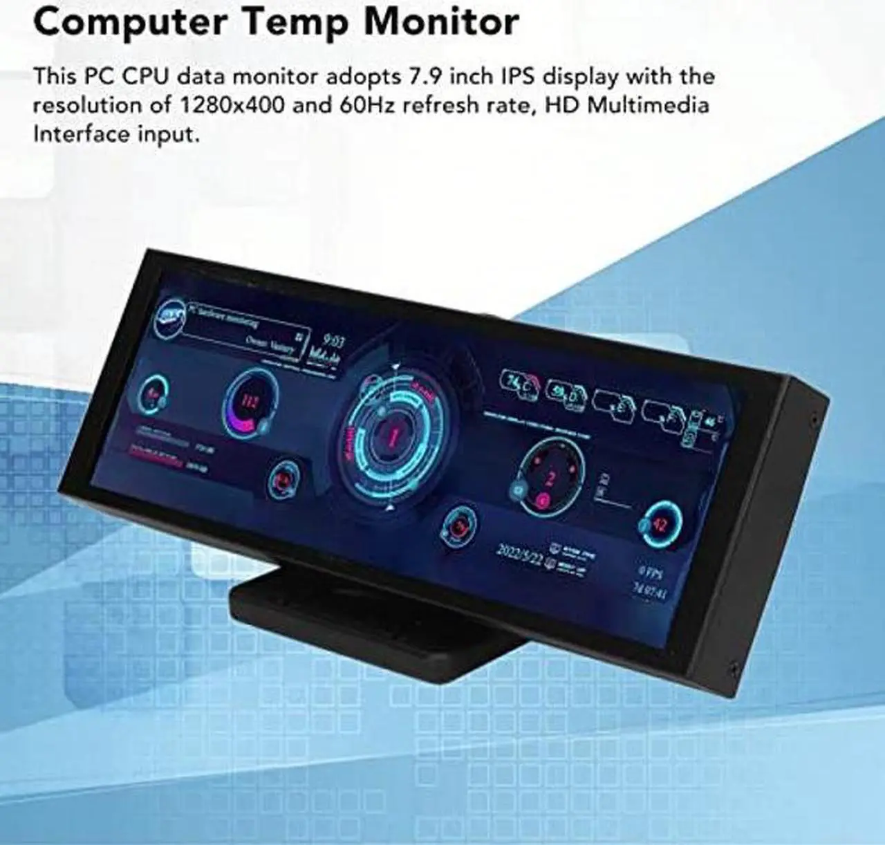 IPS USB Mini Screen PC CPU RAM HDD Data Monitor, 7.9 Inch CPU Hardware ...