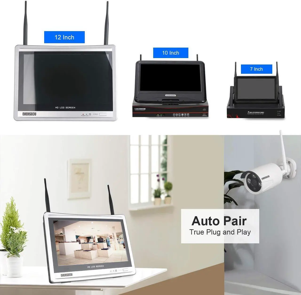 [8CH Expandable] 2K 3MP Home Security Cameras System with 12 Inch ...