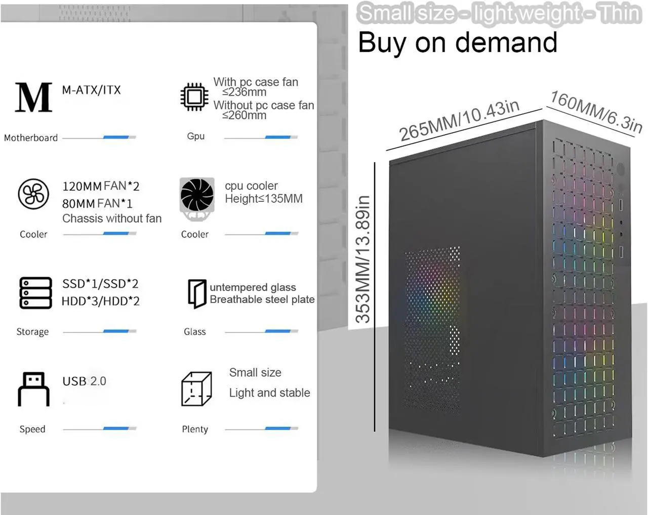 matx case,itx case,High Airflow Micro ATX PC Case, Support MATX, Mini ...