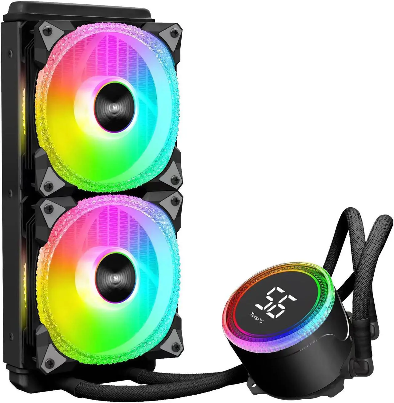 240mm CPU Liquid Cooler,Water Cooler with Temperature Display Screen ...