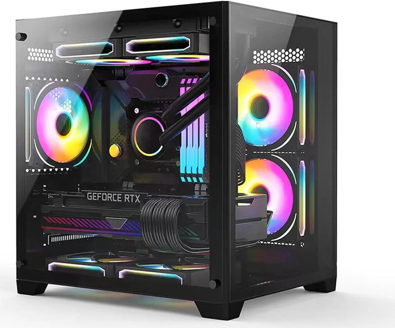 PC Case - mATX Tower Tempered Glass Gaming Computer Case with out ARGB ...