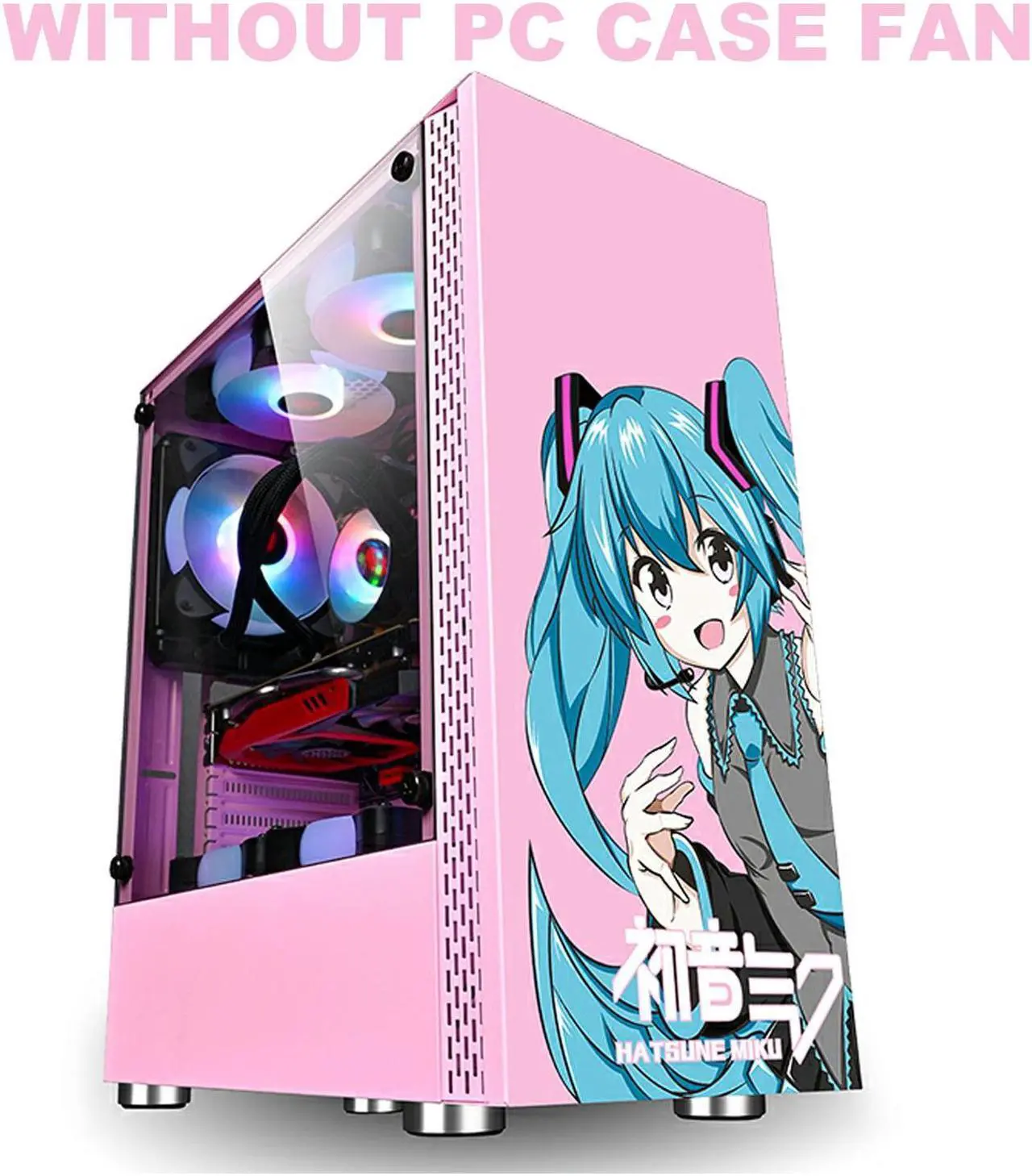 Miku Mid Tower Gaming Computer Tempered Glass Case,with USB3.0, USB2.0 ...