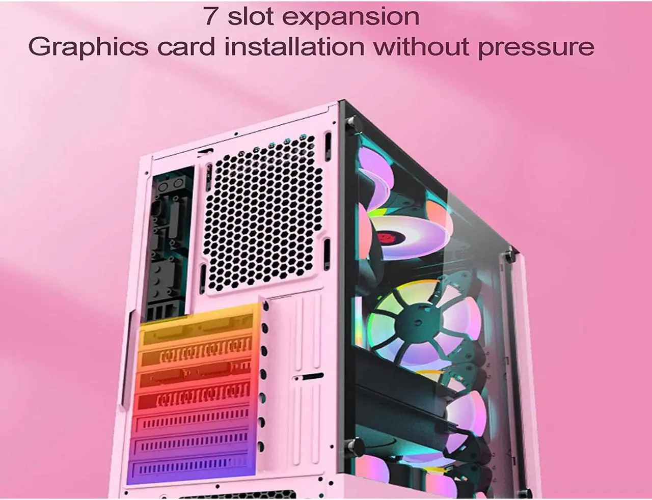 Miku Mid Tower Gaming Computer Tempered Glass Case,with USB3.0, USB2.0 ...