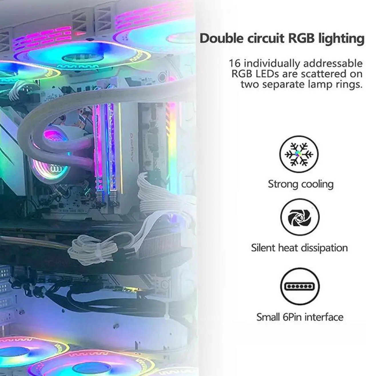 6 Pack ARGB Case Fans with Remote Control,6-Pin High Performance Mirror ...