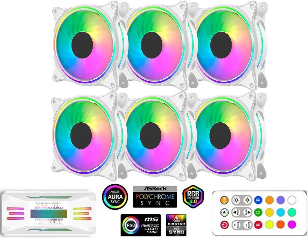 ARGB Case Fans (PWM), 6 pack / 120mm Silent Computer Cooling PC Case ...