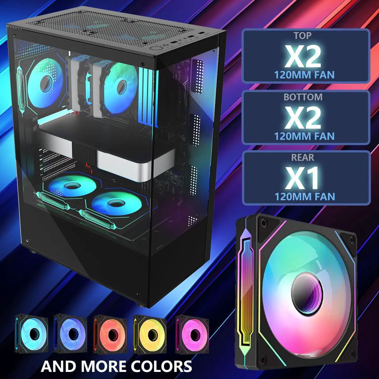 GPERHUAN PC CASE M-ATX Gaming PC Cases with 5x120 MM Fans,matx case,itx ...