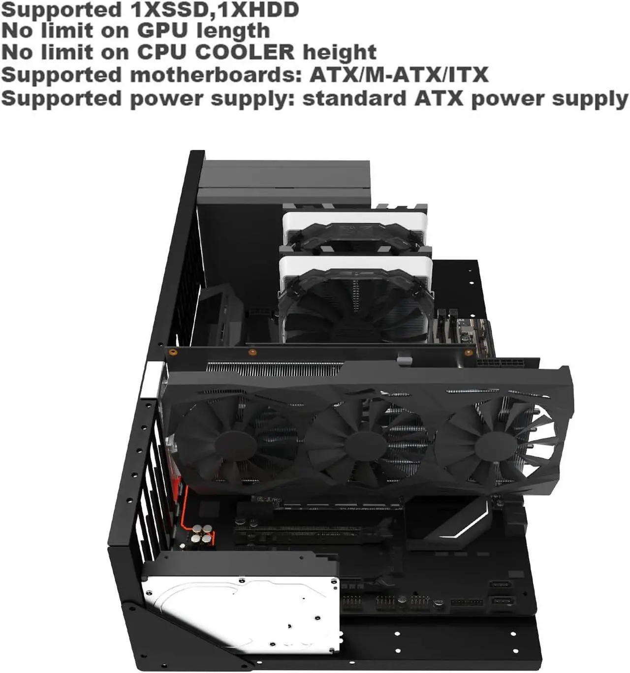 ATX Open Chassis Case Rack, DIY Gaming Computer Case Chassis, Stand ...