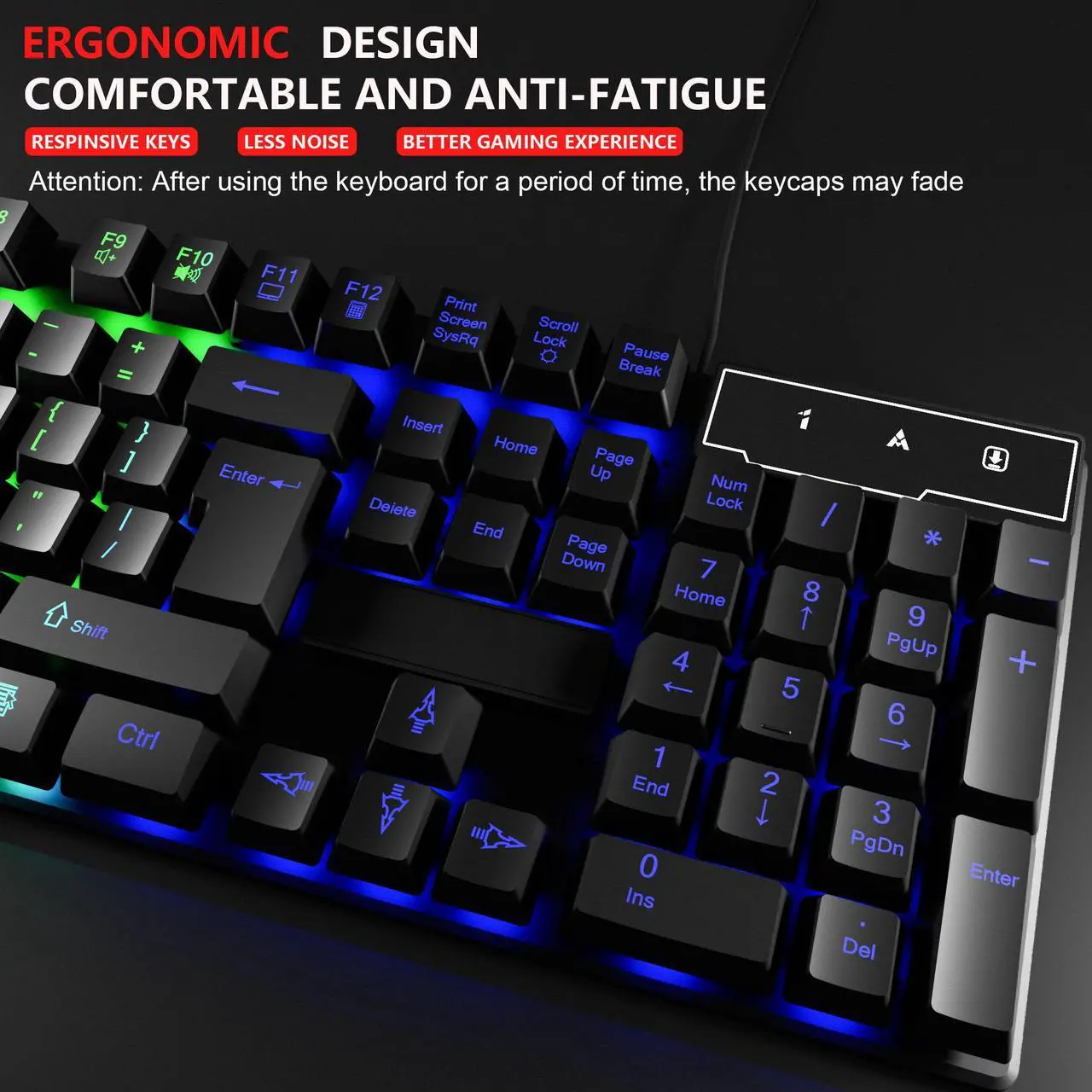 Wired 104 Keys Gaming Keyboard Mouse Headphone Speaker 5in1 Combo with ...