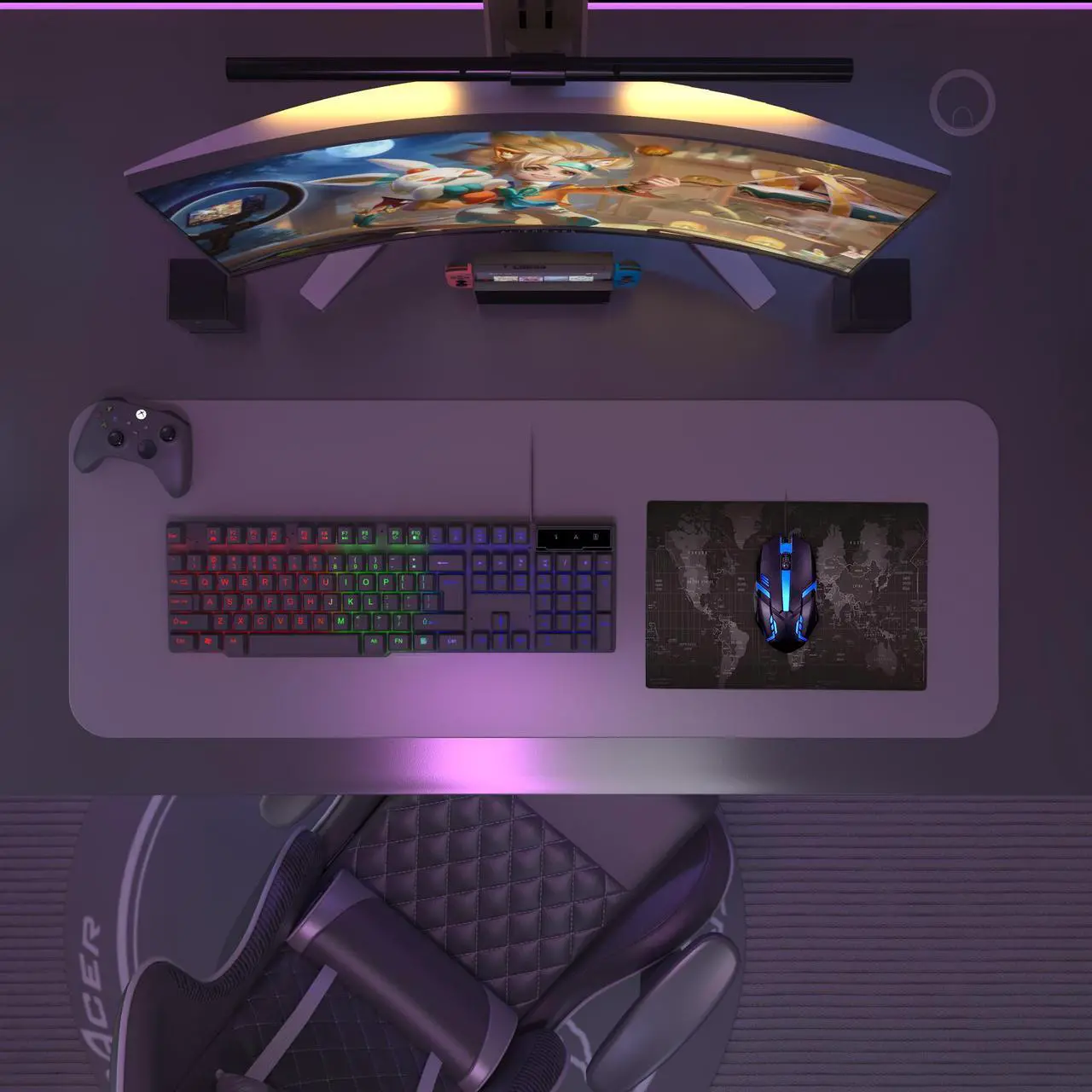 Wired 104 Keys Gaming Keyboard Mouse Headphone Speaker 5in1 Combo with ...