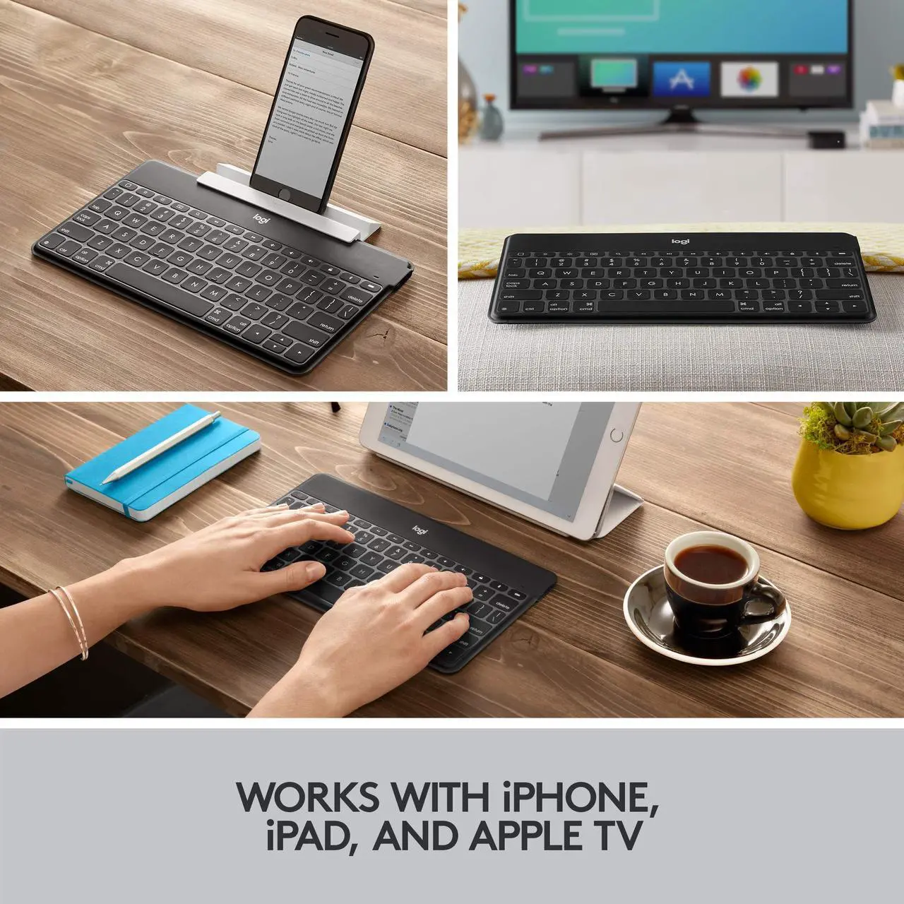 Logitech Keys-to-Go Super-Slim and Super-Light Bluetooth Keyboard for iPhone, iPad, Mac and ...