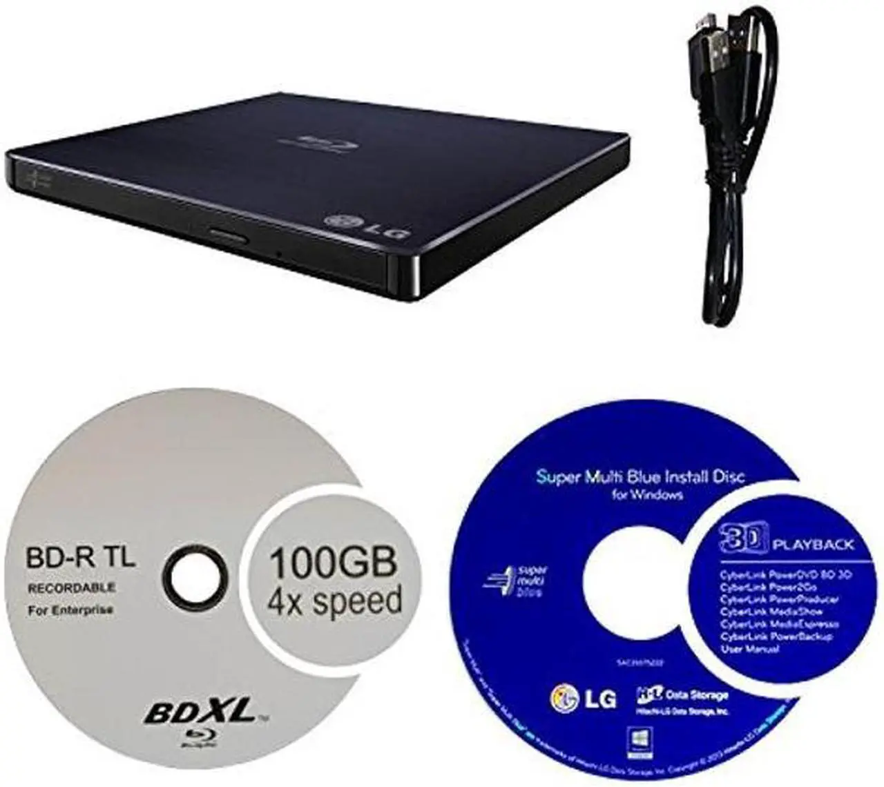 LG 6X WP50NB40 Ultra Slim Portable Blu-ray Burner Bundle with 100GB ...