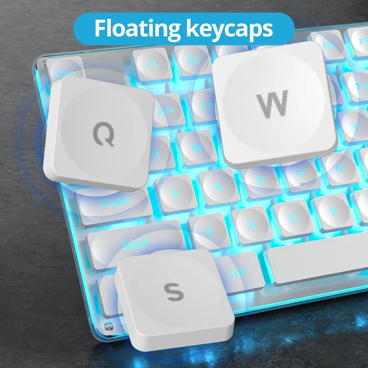 Owpkeenthy White Typewriter Gaming Keyboard Full-Size Quiet Keyboard ...