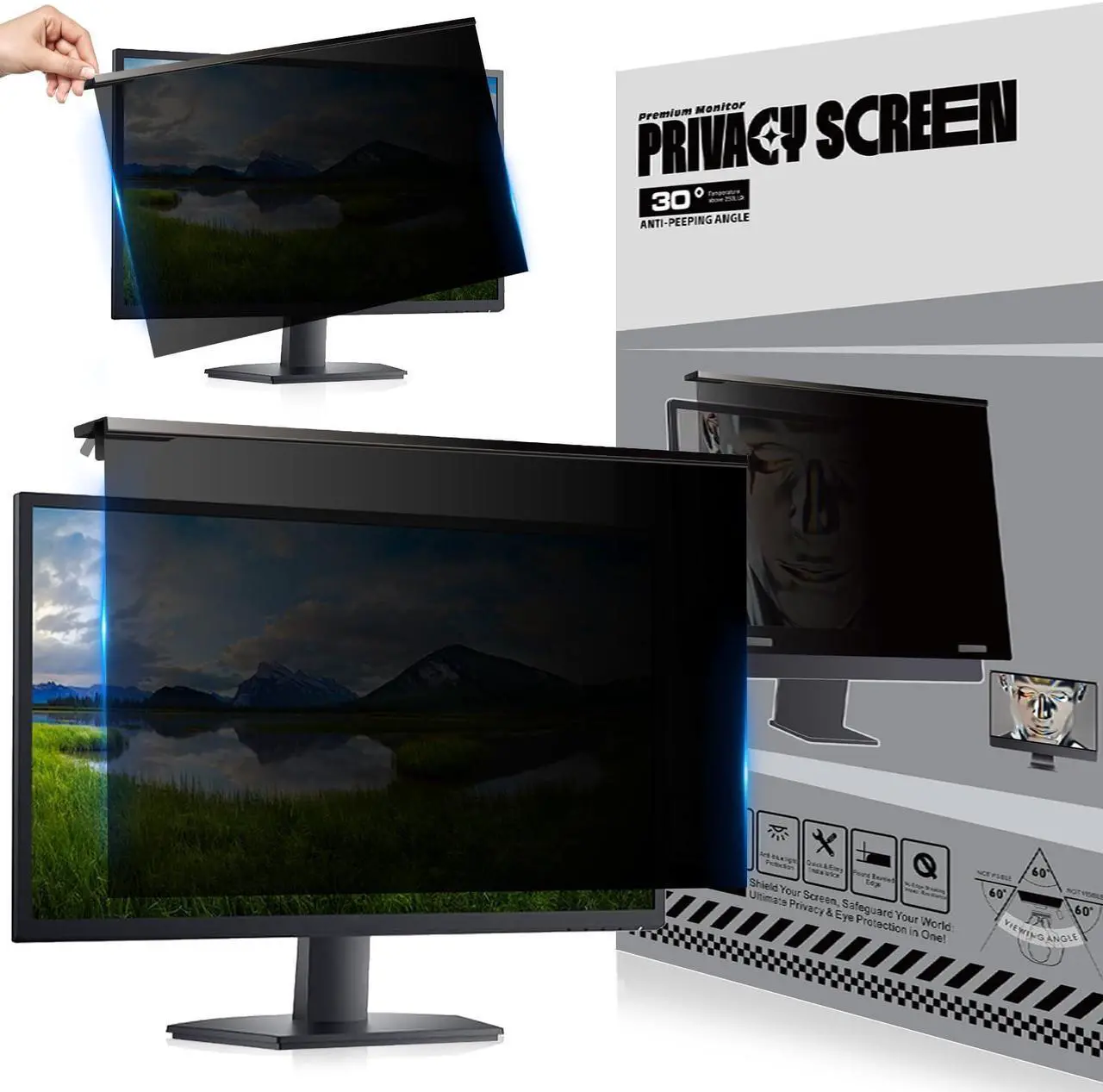 WVMNQO Privacy Screen for Computer Monitor 24 Inch, Hanging Type ...