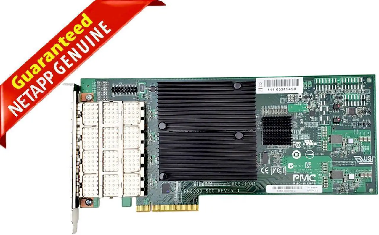 NetApp 111-00341+G0 4 port SAS 3/6GB QSFP Host Bus Adapter Card ...
