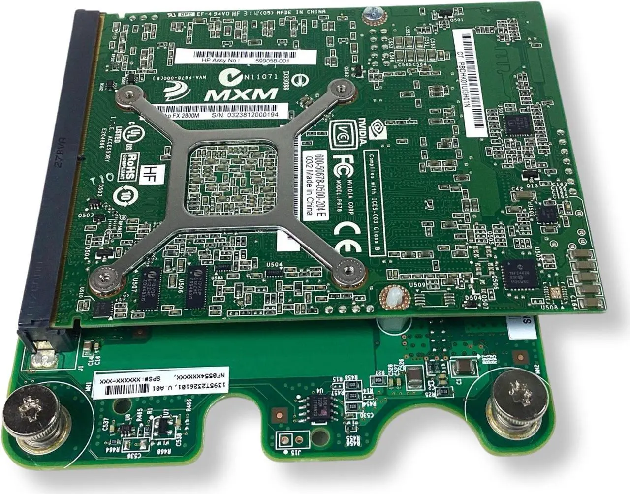 HP Nvidia QUADRO FX2800M MEZZ GRAPHIC ADAPTER CARD 608294-001 599058 ...