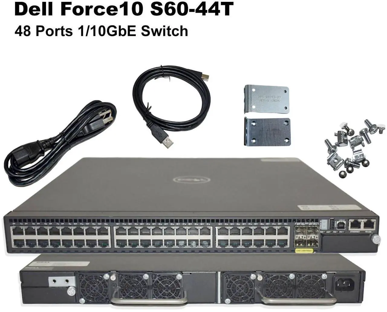 Dell Force10 S60-44T Layer 3 44-Port Gigabit Managed Switch with 4x SFP Uplink Ports YWMNY ...