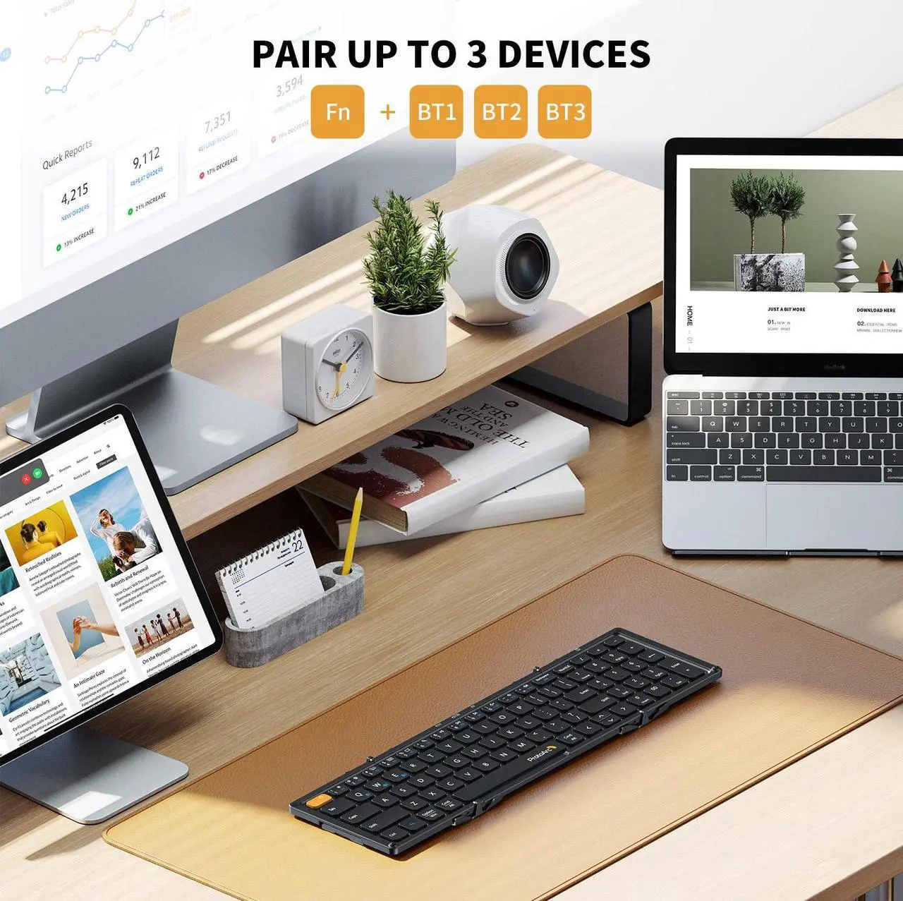 ProtoArc XK01 Mini Foldable Bluetooth Keyboard with Number Pad,Pocket ...