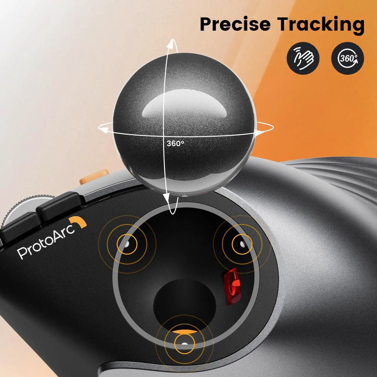 ProtoArc Vertical Wireless Trackball Mouse, EM05 RGB Bluetooth ...