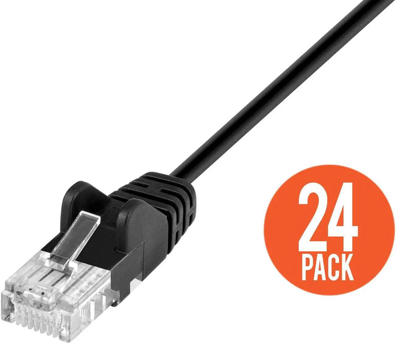 Intellinet Cat6 U/UTP Slim Network Patch Cable, 0.5 ft., Black, 24-Pack, 10G, 250 MHz, 100% ...