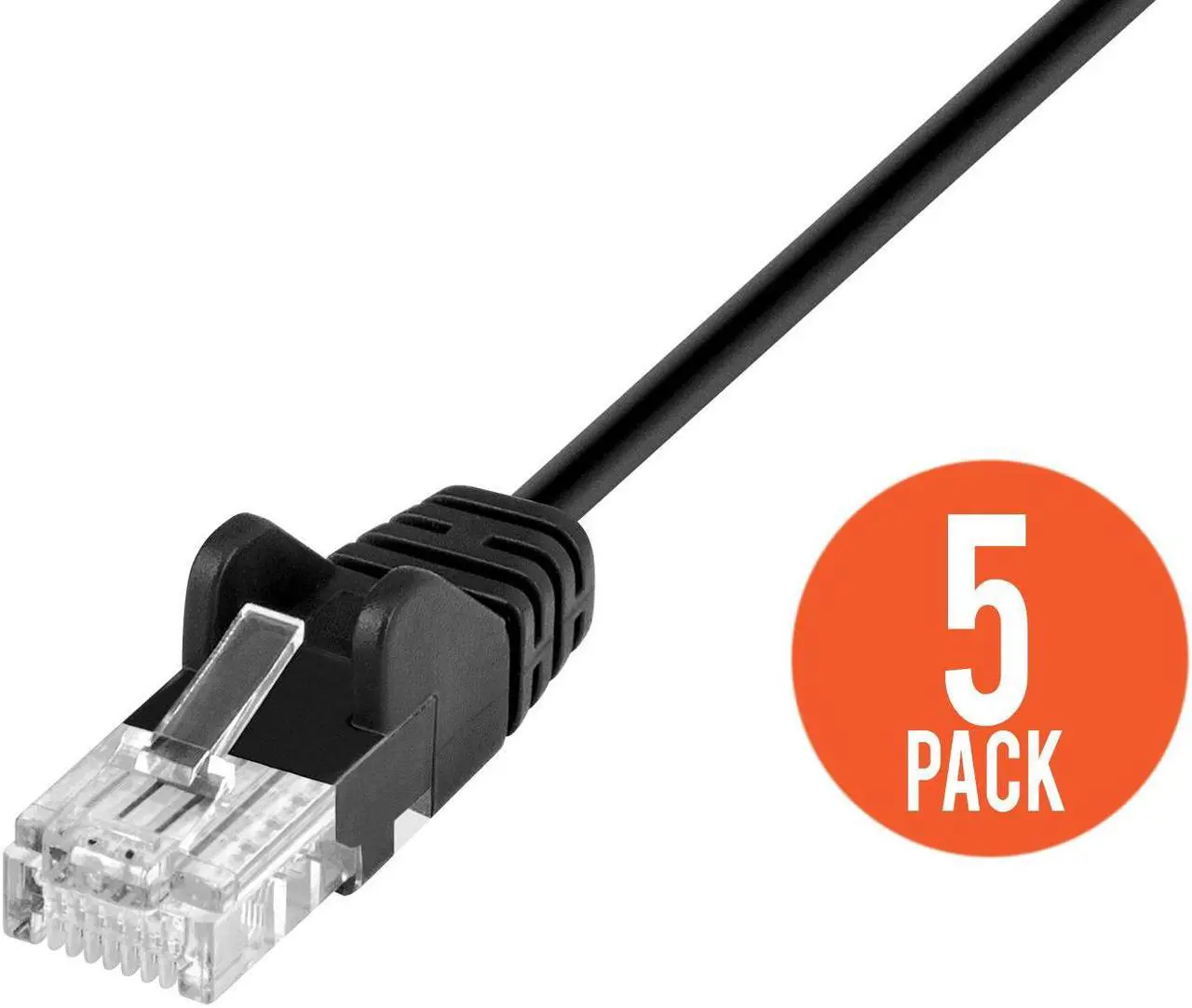 Intellinet Cat6 U/UTP Slim Network Patch Cable, 25 ft., Black, 5-Pack ...