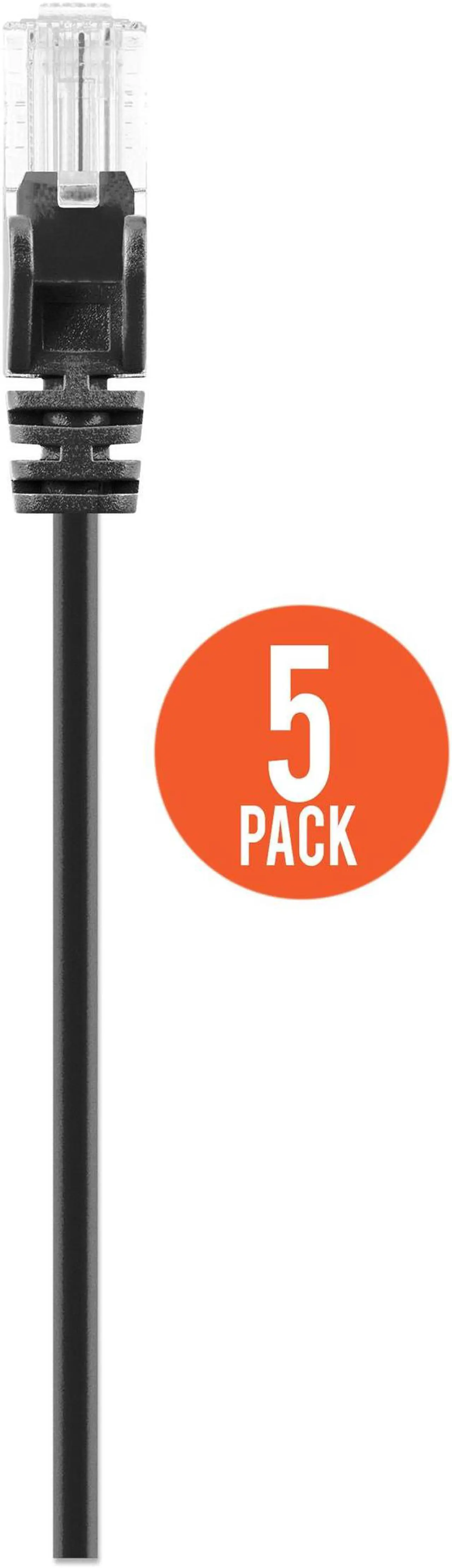 Intellinet Cat6 U/UTP Slim Network Patch Cable, 25 ft., Black, 5-Pack ...