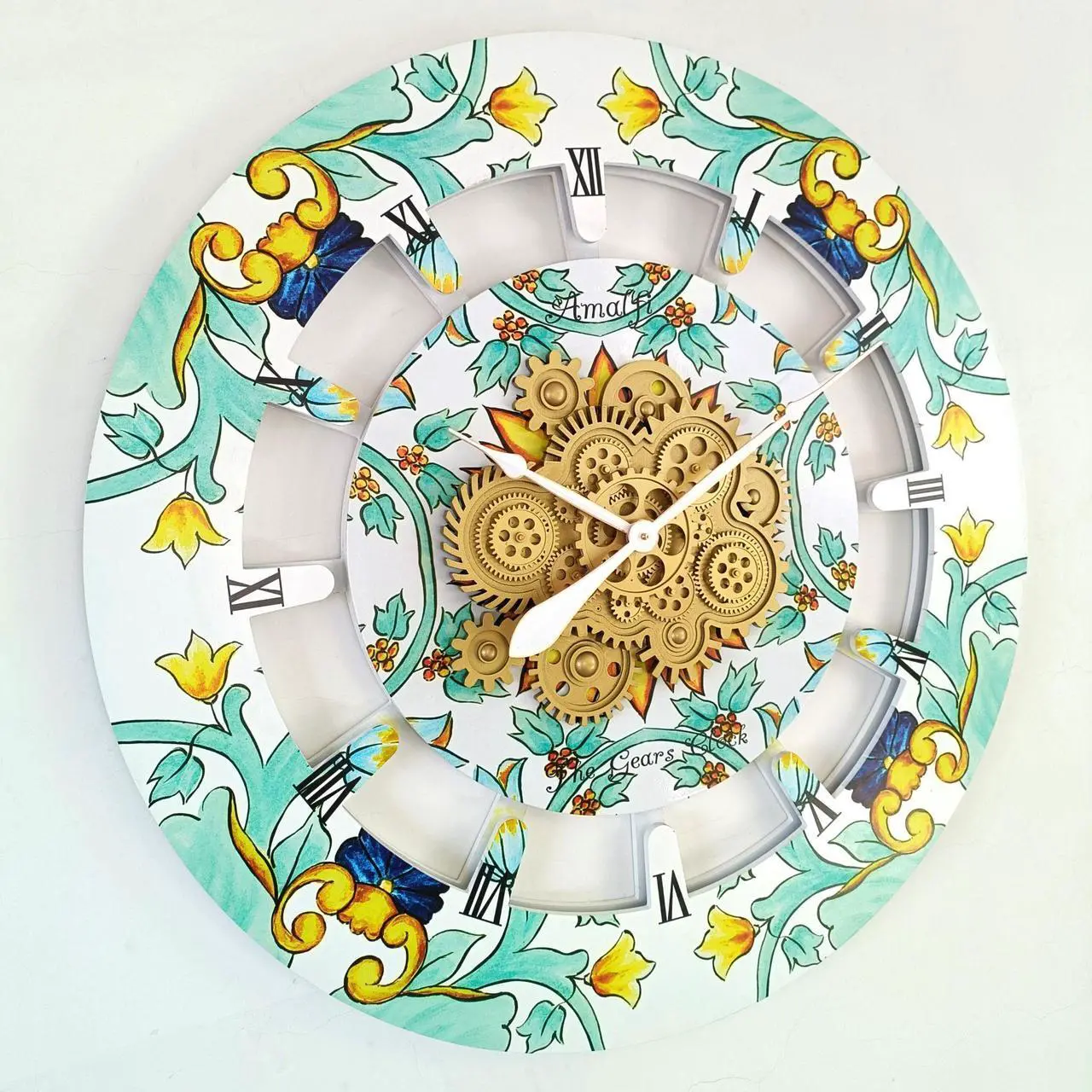 The Gears Clock 36 inches Round Italy Collection Wall Clock with Moving ...